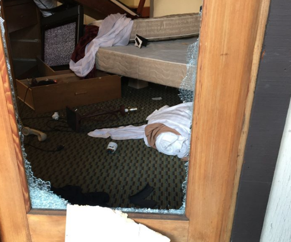 trashed hotel room