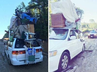 Photos of overpacked minivan in NH go viral; driver cited | Public ...