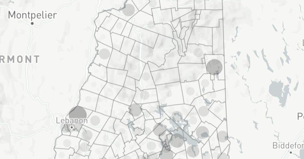 Population Density Map of New Hampshire in Size-Circle form | Op-eds ...