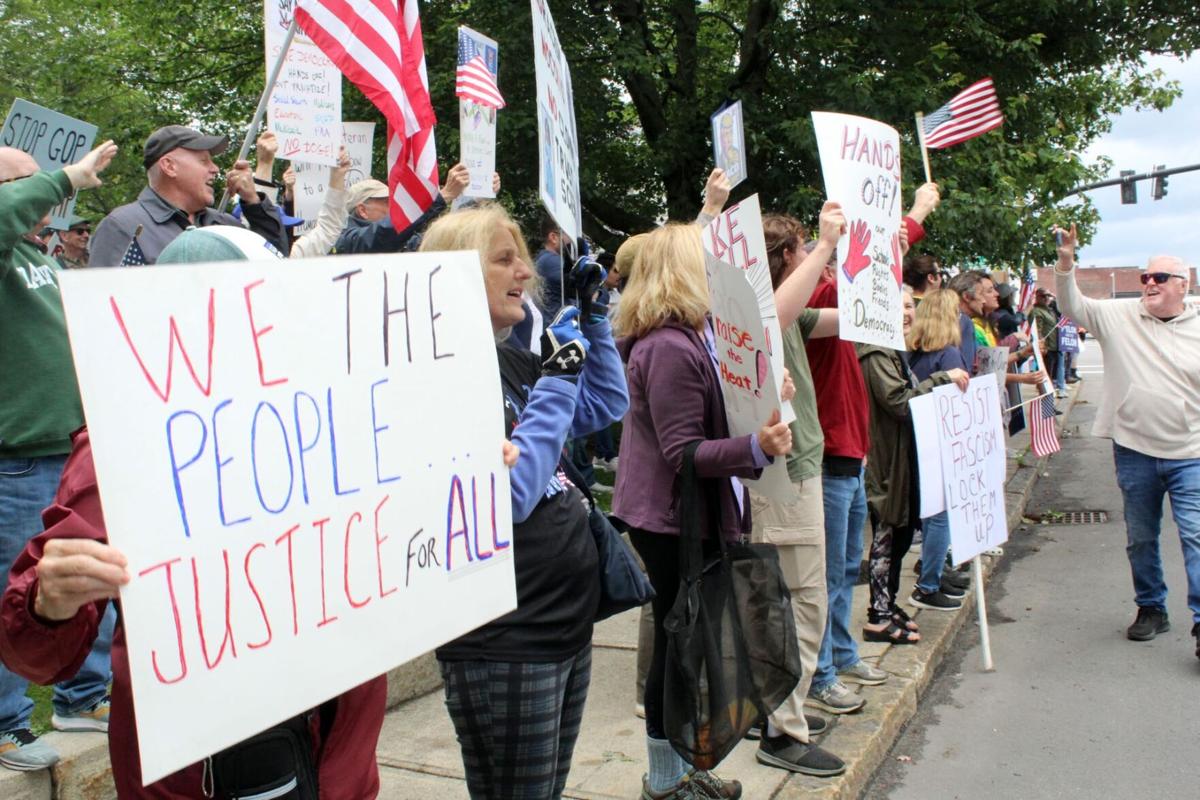 Thousands peacefully protest at 'No Kings' events across New Hampshire ...