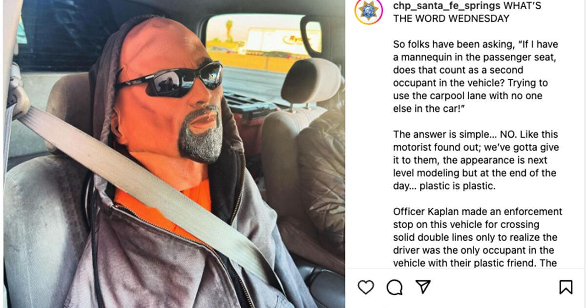 Carpool lane driver in LA caught with mannequin in the passenger seat ...