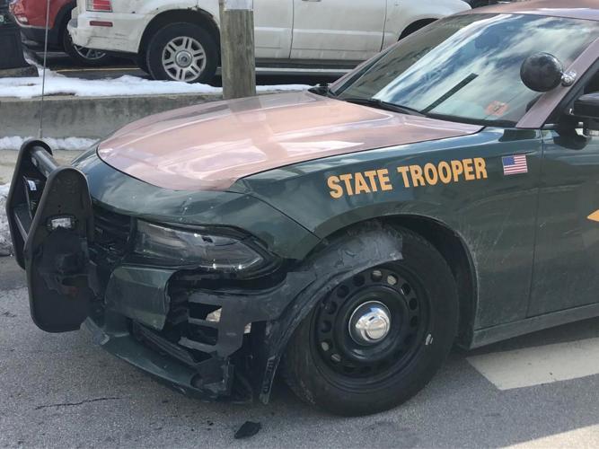 State trooper injured, two cruisers damaged in crashes Wednesday ...