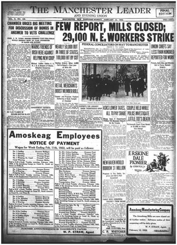 100 years since Amoskeag strike that marked the beginning of the end ...