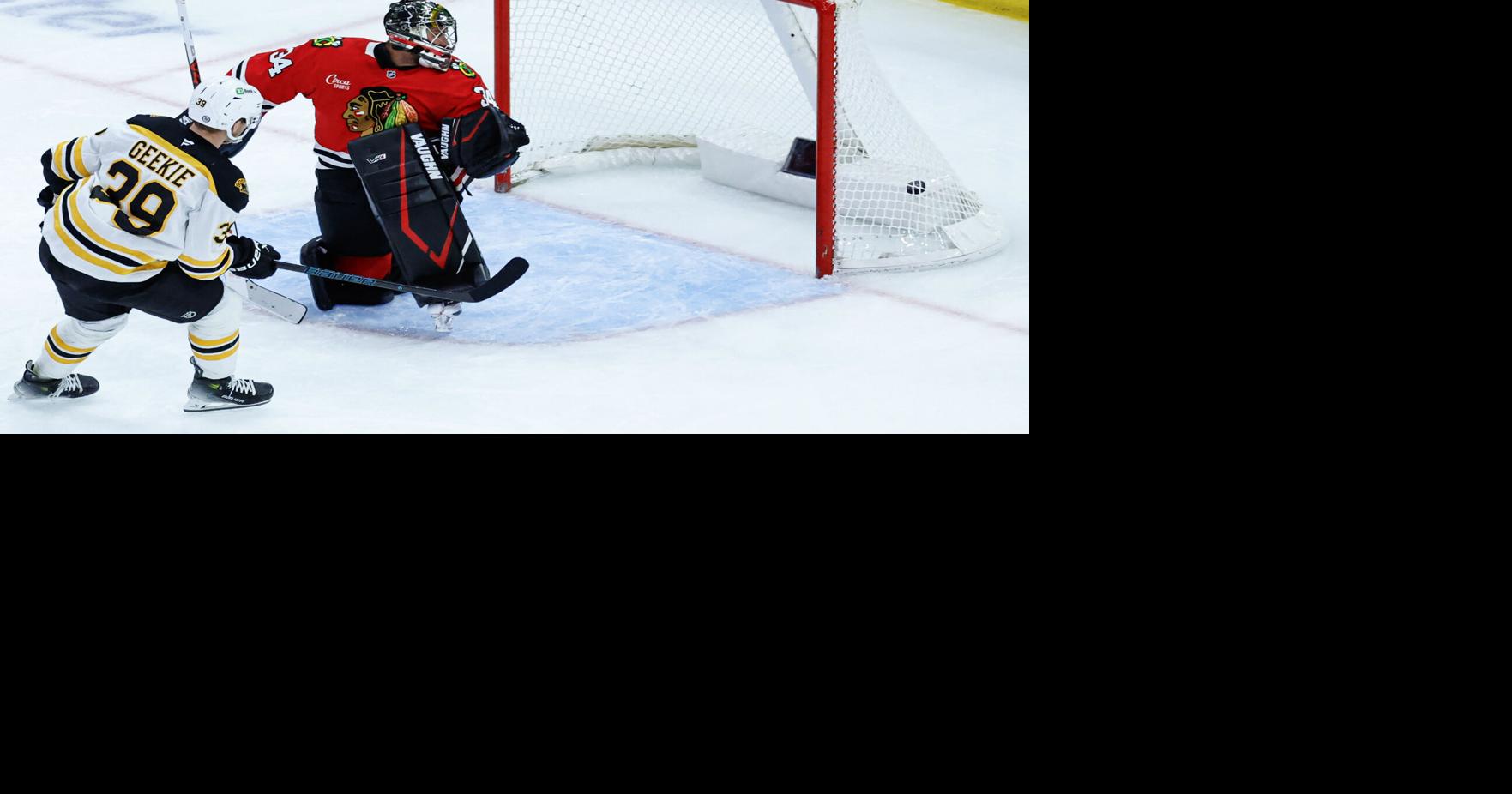 Brad Marchand, Morgan Geekie help Bruins double up Blackhawks | NHL ...