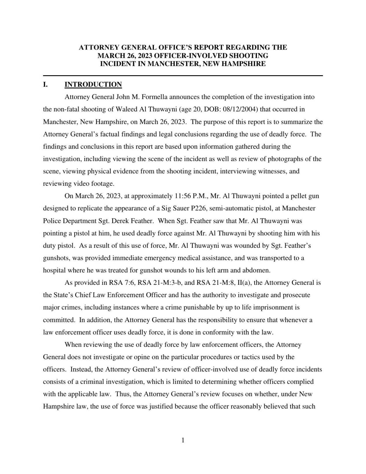 Manchester cop justified in use of deadly force in non-fatal shooting ...