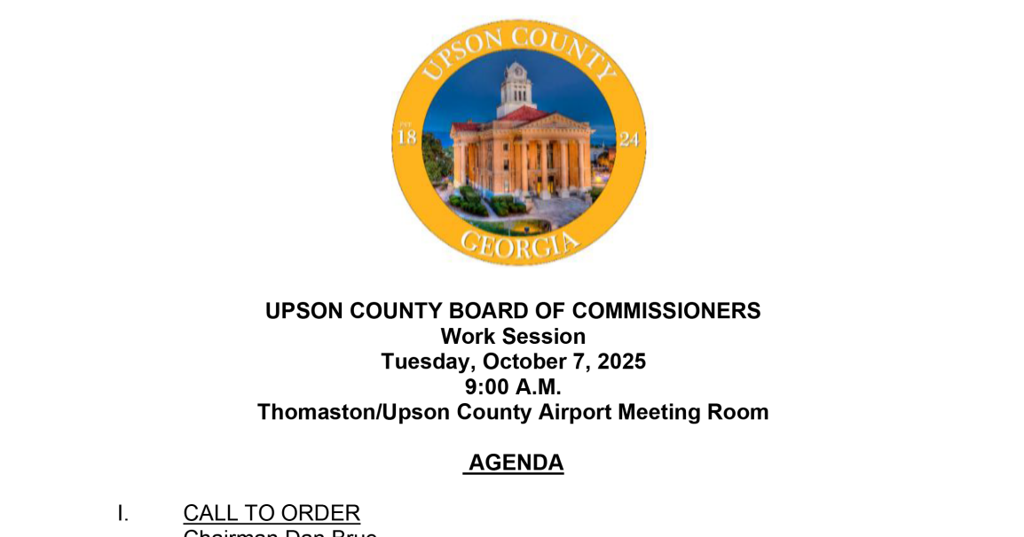 Upson BOC Work Session Slated Oct. 7 | Government | upsonbeacon.com