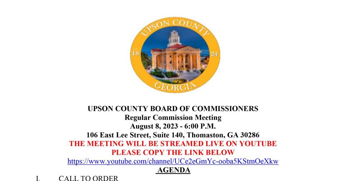 Upson County BOC Meets Aug. 8 | Government | upsonbeacon.com