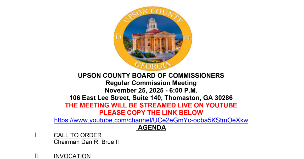 Upson Commissioners Meet Nov. 25 | Government | upsonbeacon.com