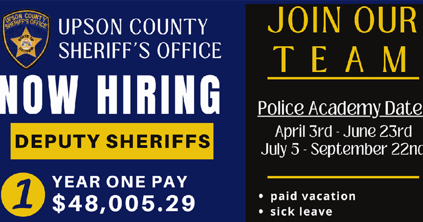 Upson County Sheriff's Office is Hiring | Meetings & Events ...