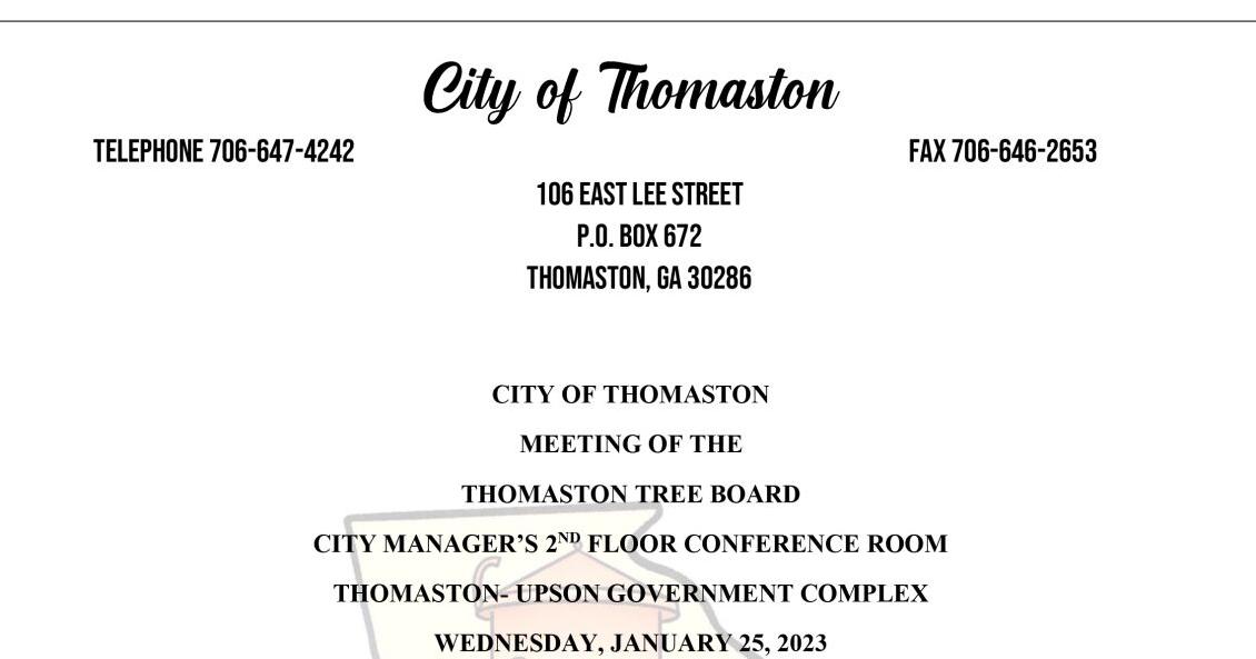 Thomaston Tree Board Meets Jan. 25 | Meetings & Events | upsonbeacon.com