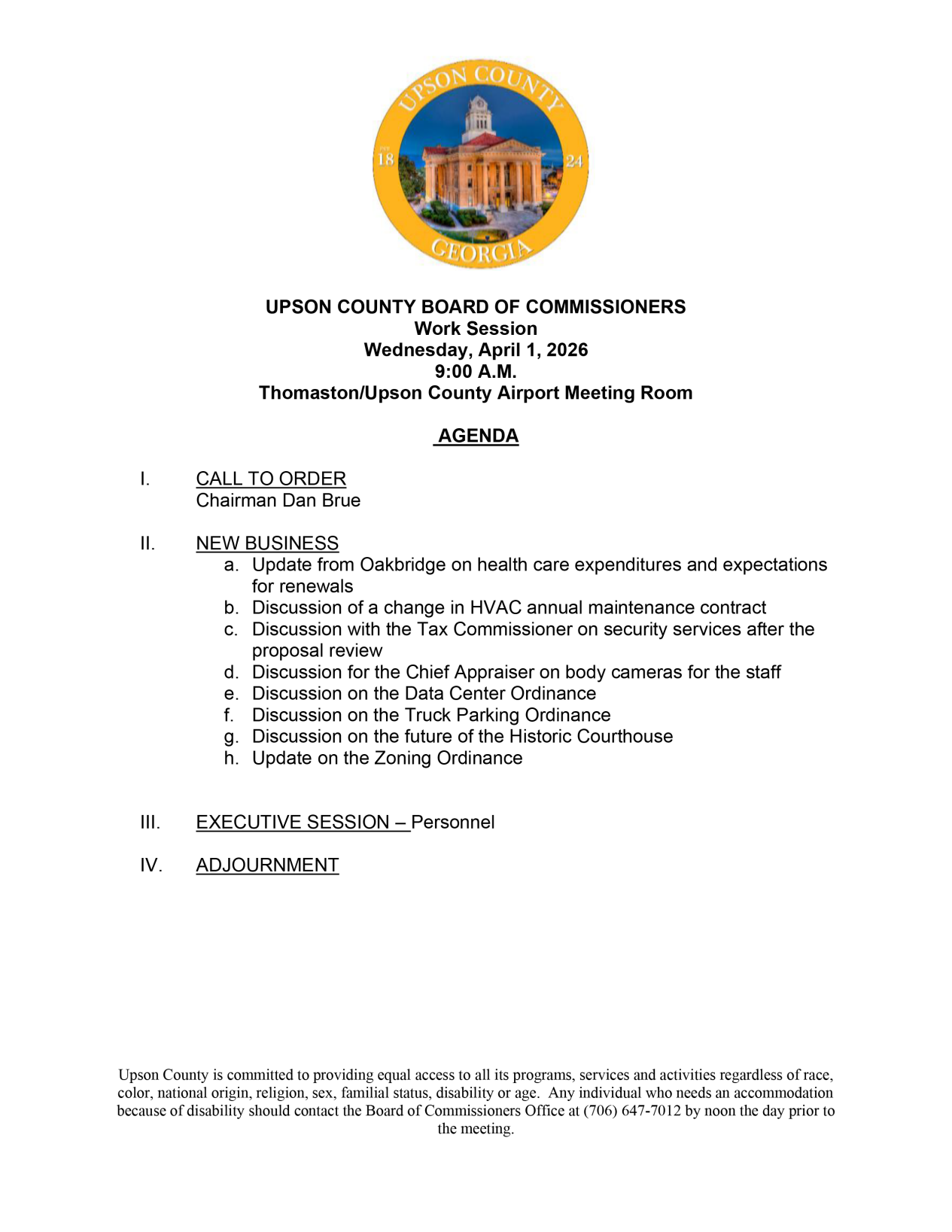 Upson BOC Work Session is April 1 | Government | upsonbeacon.com