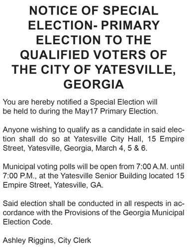 NOTICE OF SPECIAL ELECTION - PRIMARY ELECTION TO THE QUALIFIED VOTERS ...