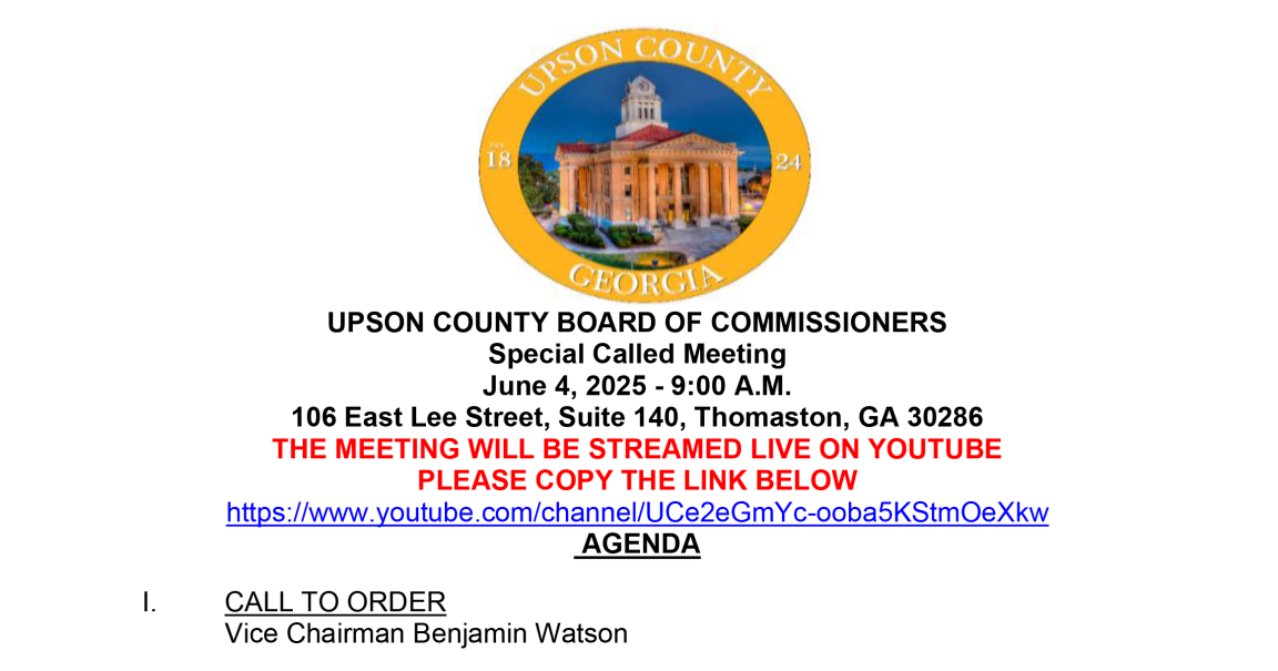 Upson Commissioners to Meet June 4 | Government | upsonbeacon.com