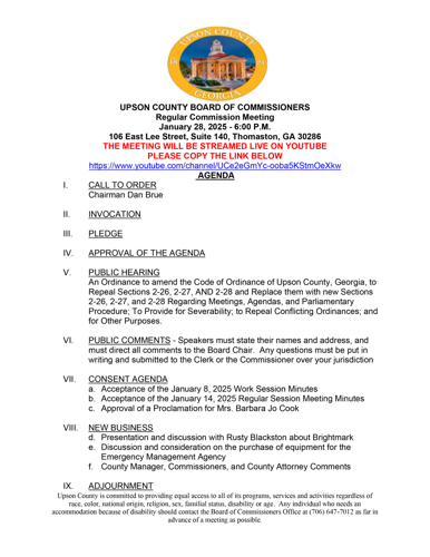Upson BOC Meets Jan. 28 | Government | upsonbeacon.com