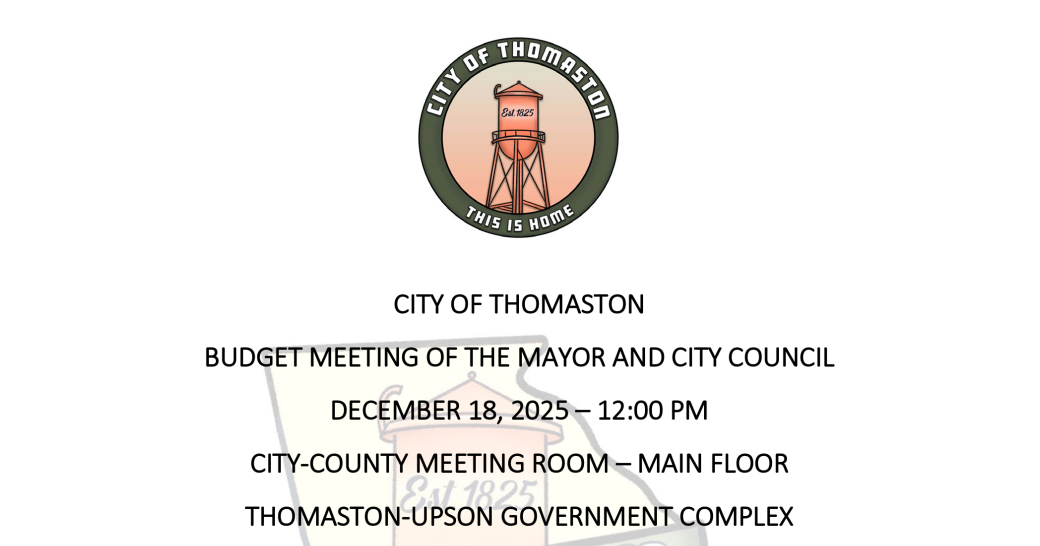 Thomaston City Budget Meeting Slated Dec. 18 | Government | upsonbeacon.com