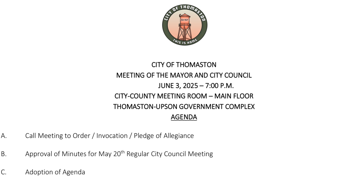 Thomaston City Council Meets June 3 | Government | upsonbeacon.com