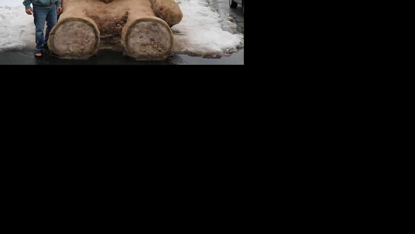 Gigantic snow teddy bear stops traffic in Woonsocket | News ...