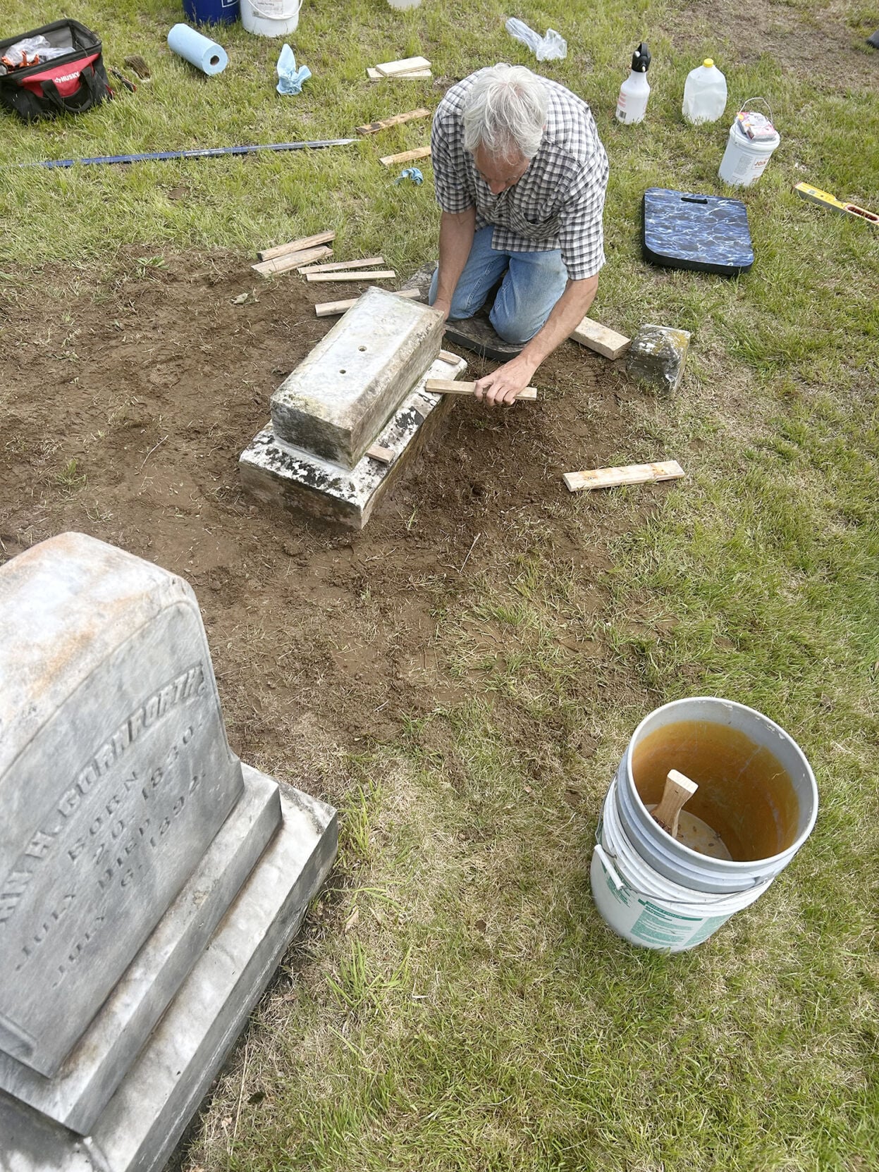 Volunteers learn gravestone restoration at Slatersville Cemetery ...