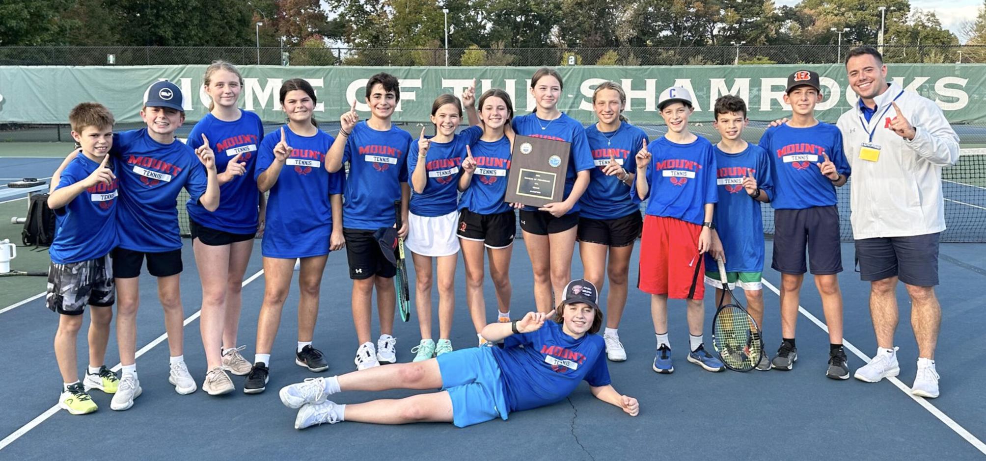 Mount co-ed middle school tennis team wins third straight Catholic ...
