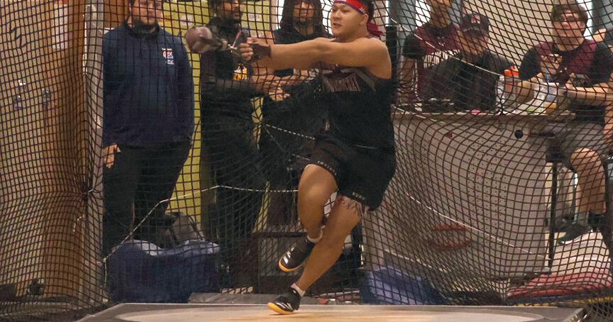 Woonsocket's Thoun wins weight throw again at Class A indoor ...