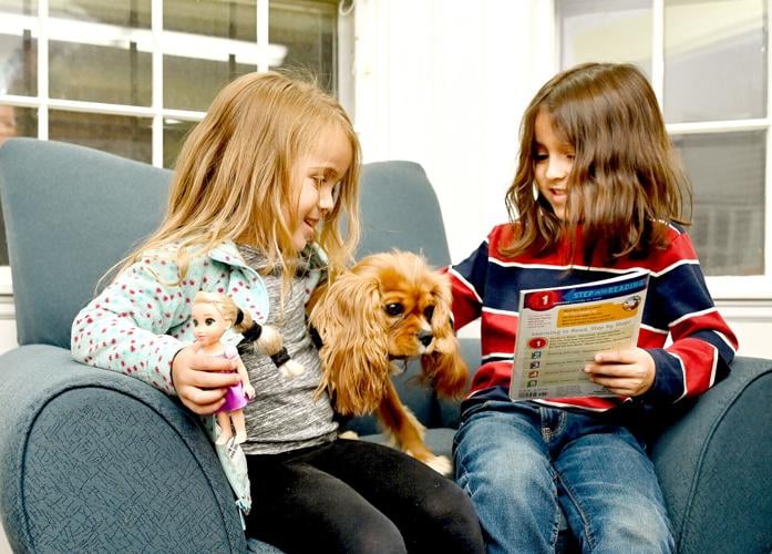 Gillette, the therapy dog, visits the Greenville Public Library ...