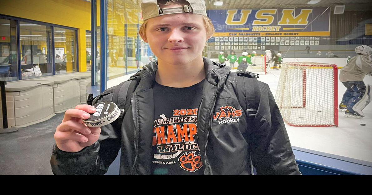 Boys hockey: Reece Cordray becomes Verona’s all-time leading scorer ...