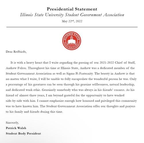 Remembering Andrew Fulcer, outgoing Student Government Association ...