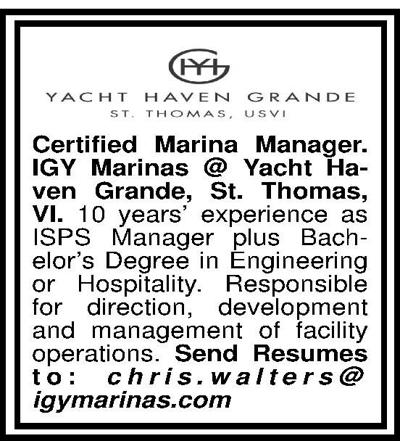 Certified Marina Manager. IGY Marinas @ Yacht Haven Grande, St. | Jobs ...