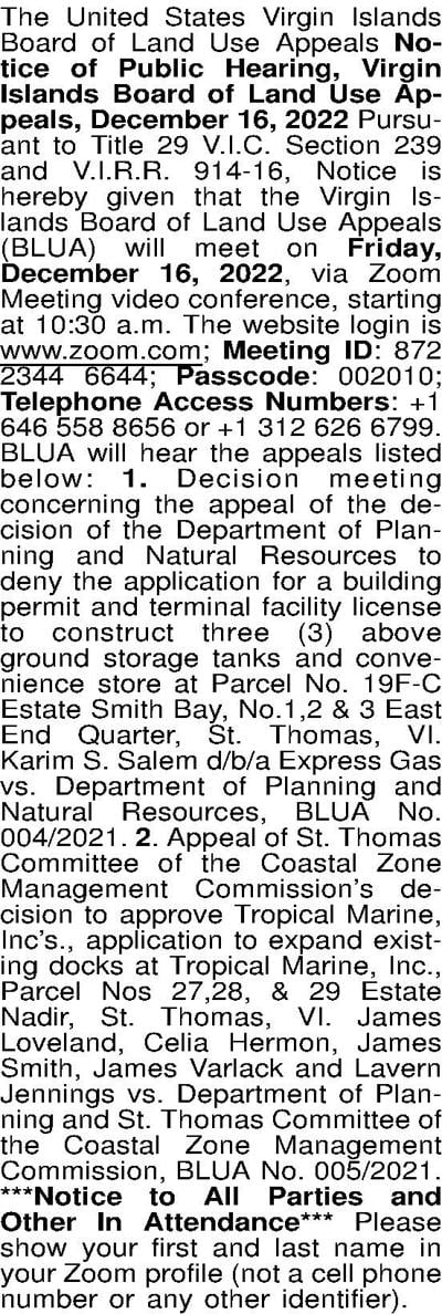 The United States Virgin Islands Board of Land Use Appeals | Legal ...