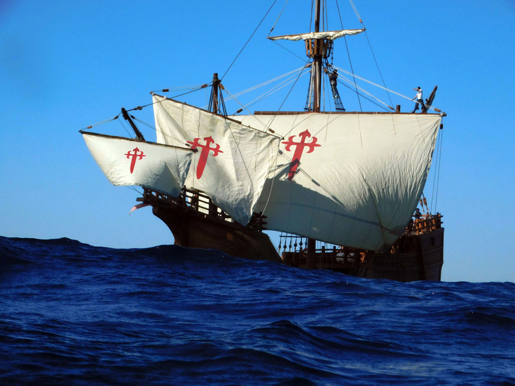 Replica of Nao Trinidad, flagship of Magellan expedition, to dock on St ...