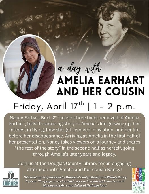 Amelia Earhart's cousin Nancy Earhart Burt is coming to Alexandria on ...