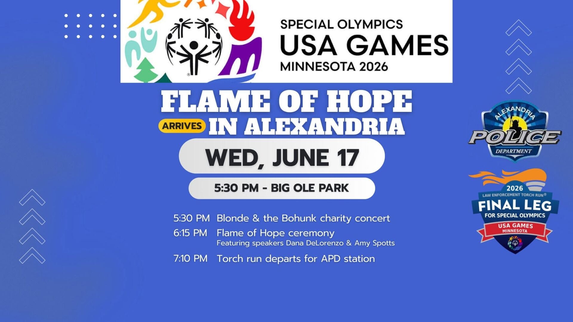 Special Olympics Flame of Hope to be in Alexandria today (Wednesday ...