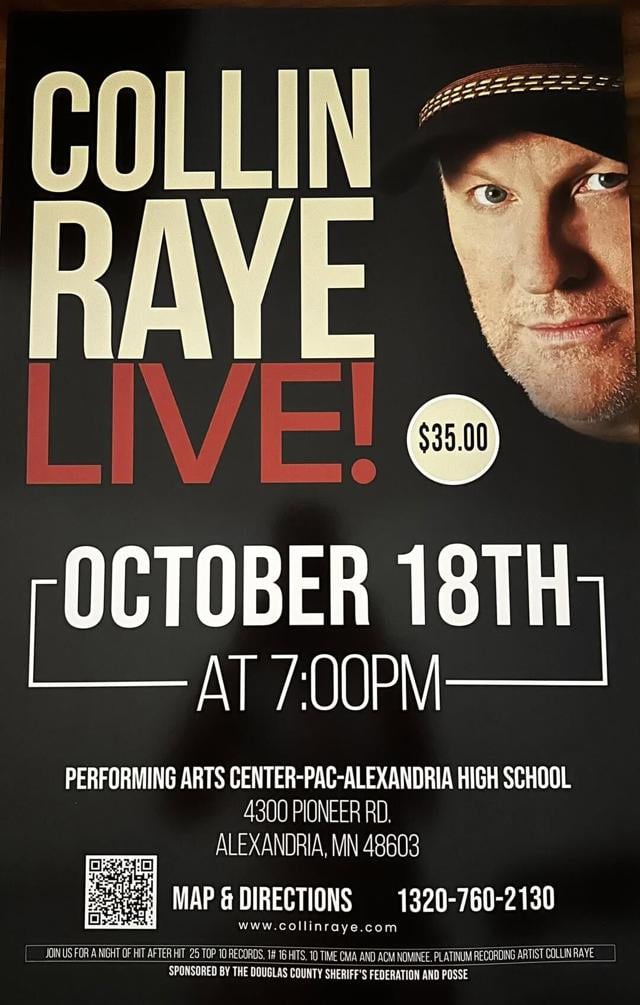 Country star Collin Raye in concert this Saturday night in Alexandria ...