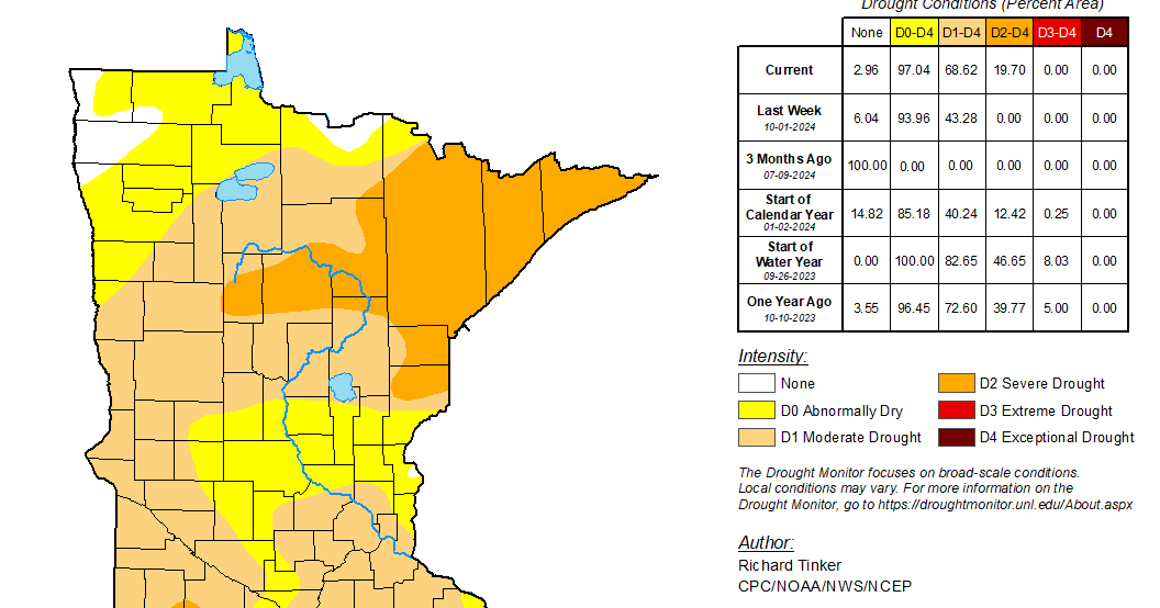 Latest drought map shows that the drought is expanding across Minnesota ...