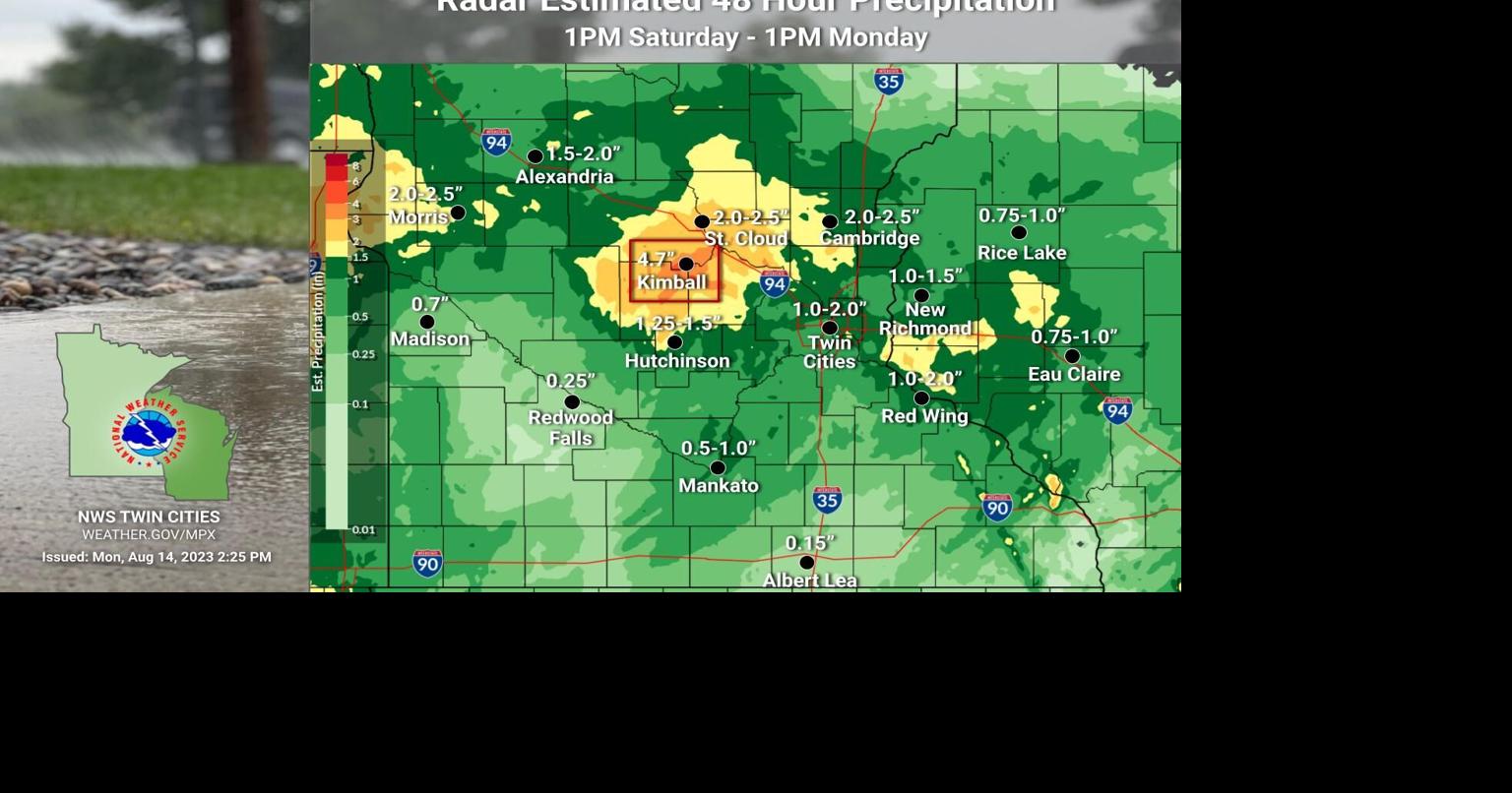 National Weather Service map shows where some of the heaviest rain fell ...