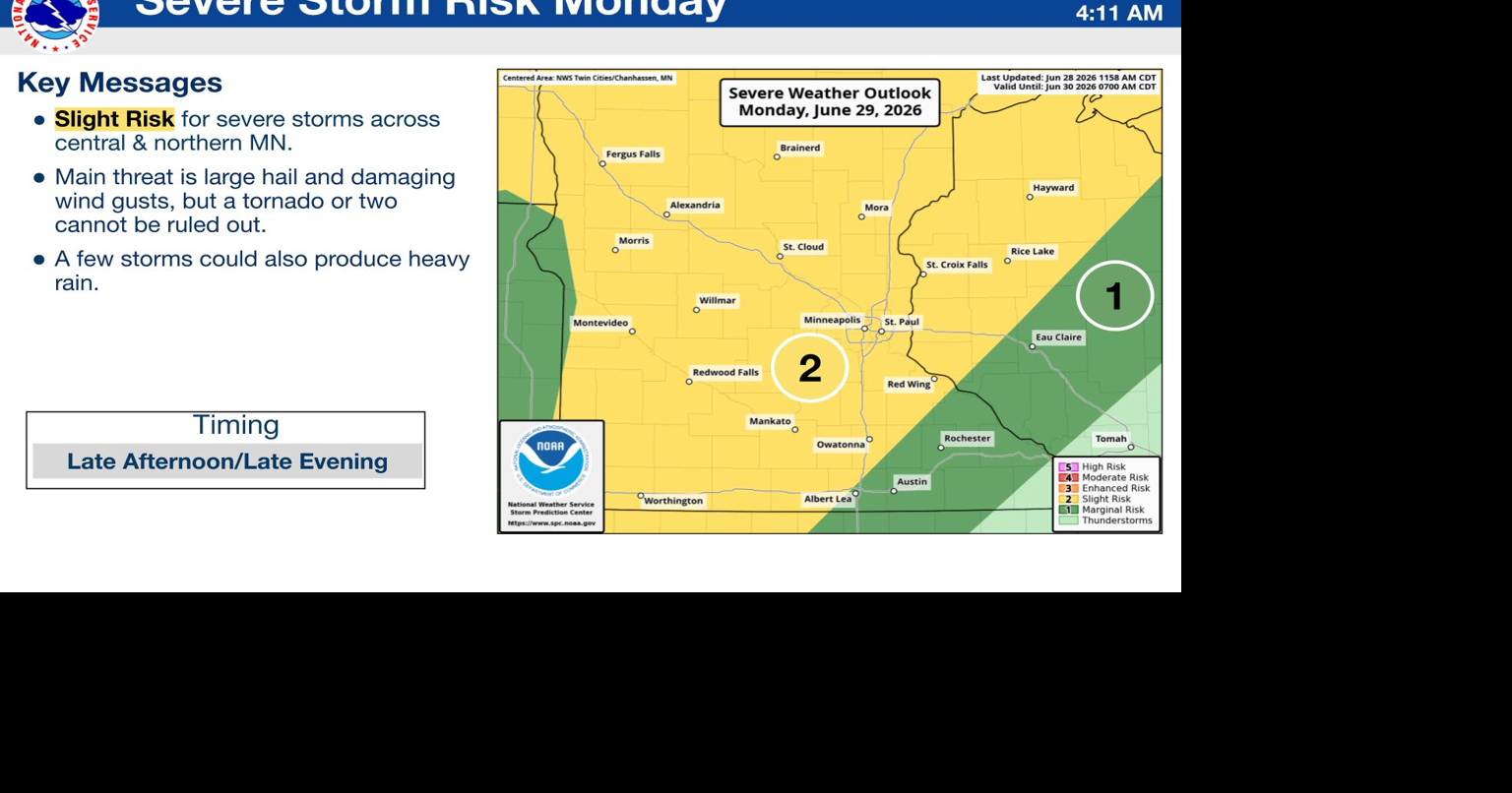Strong storms possible through this evening (Monday) across the area ...