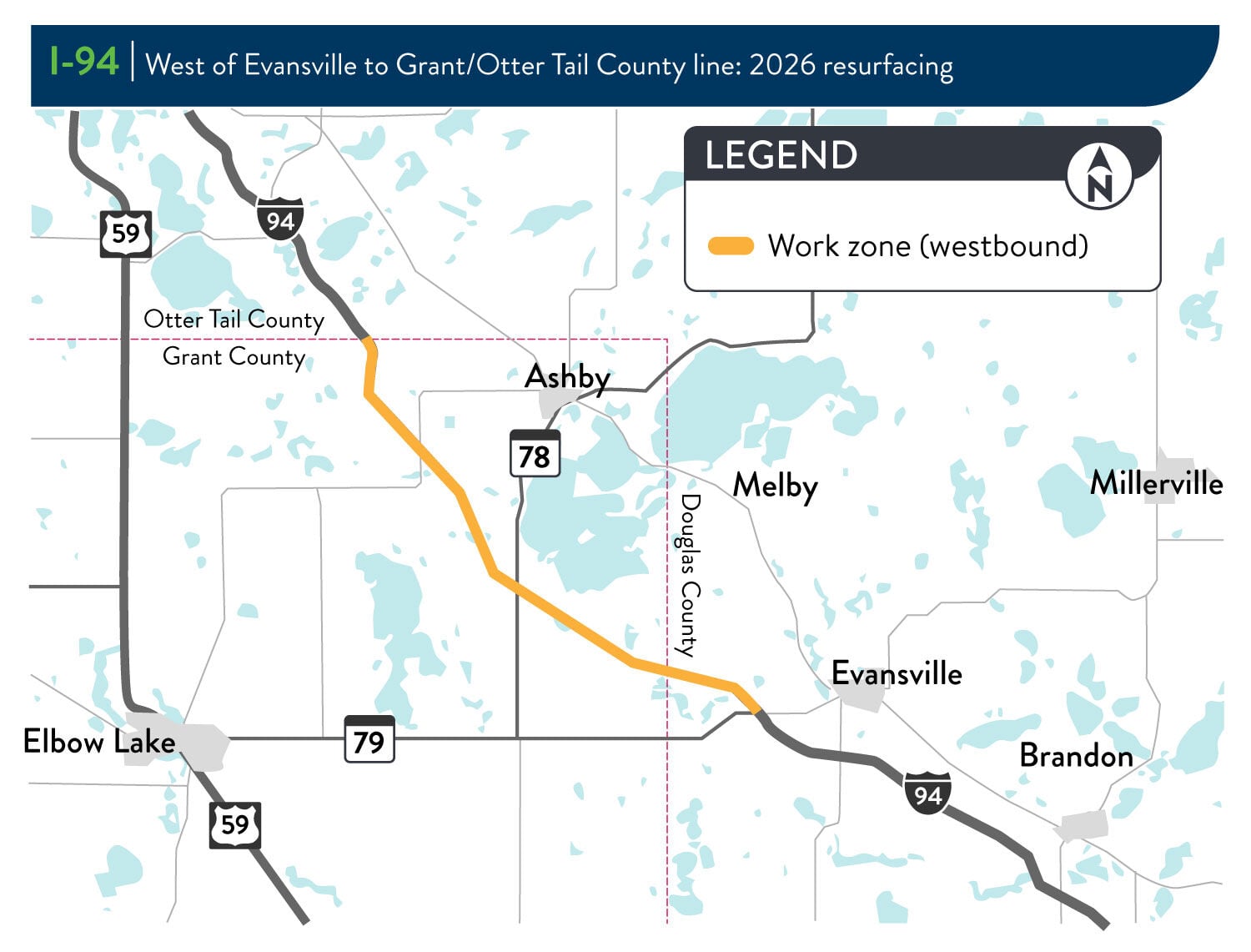 Head-to-head traffic underway along I-94 from Evansville to Otter Tail ...