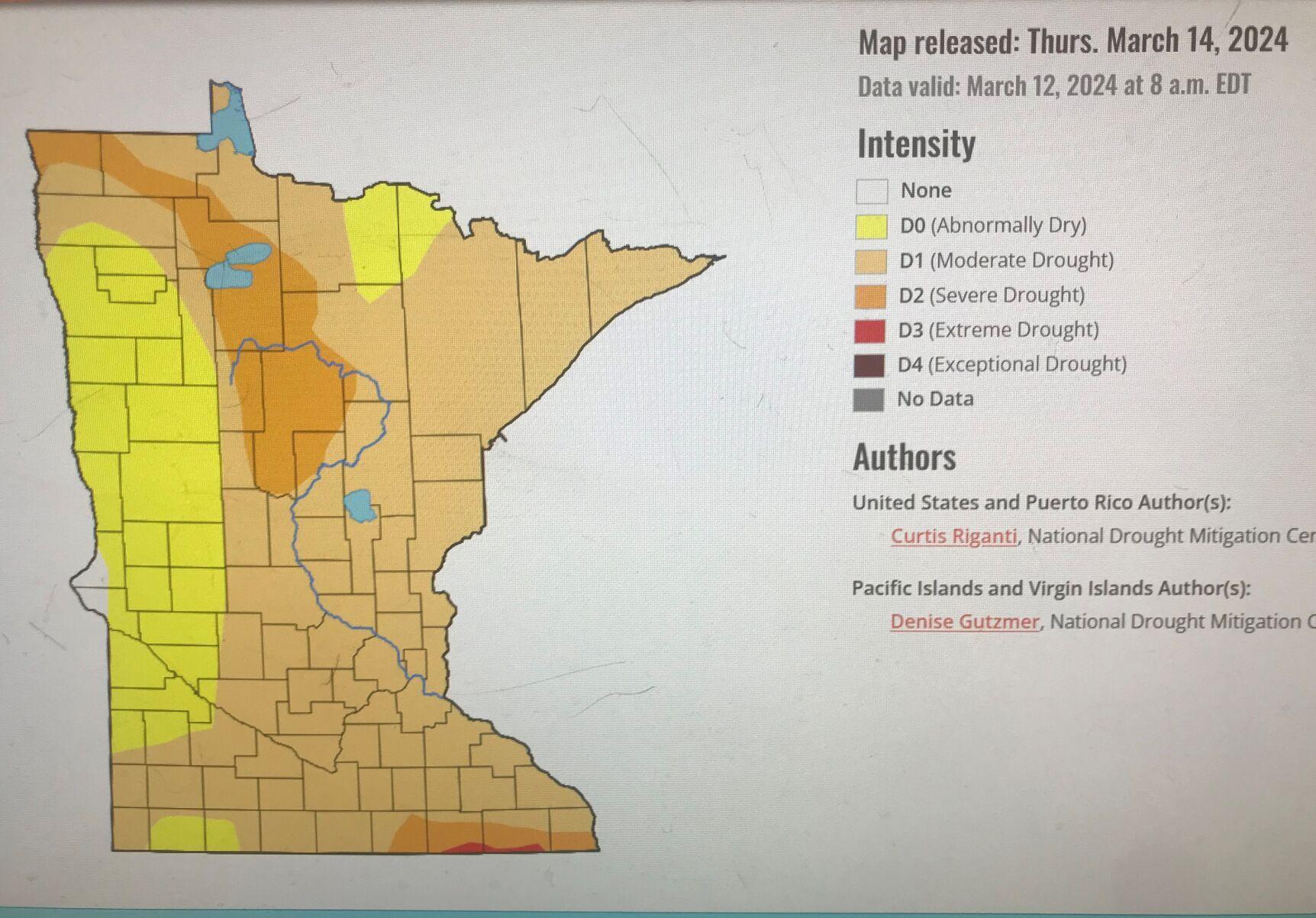 Latest U.S. Drought Monitor map shows the drought in Minnesota is ...