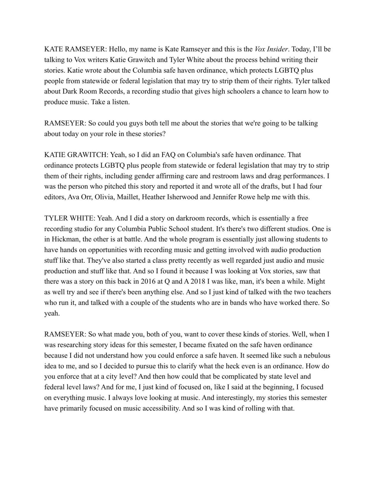 Katie Grawitch and Tyler White Script