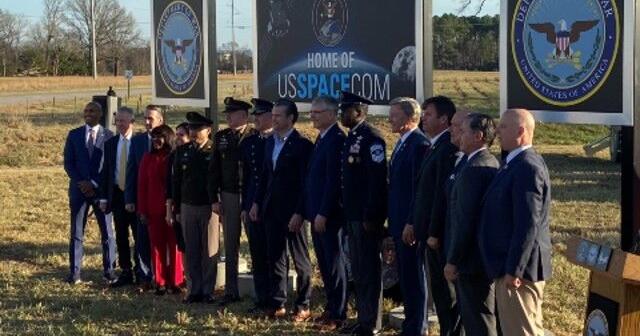 Secretary of War helps unveil sign for site of Space Command on ...