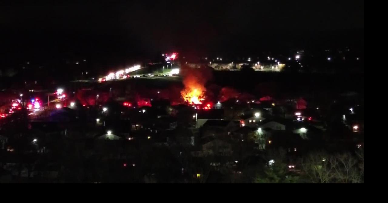 Drone video of massive gas explosion in Orion Township, Michigan ...
