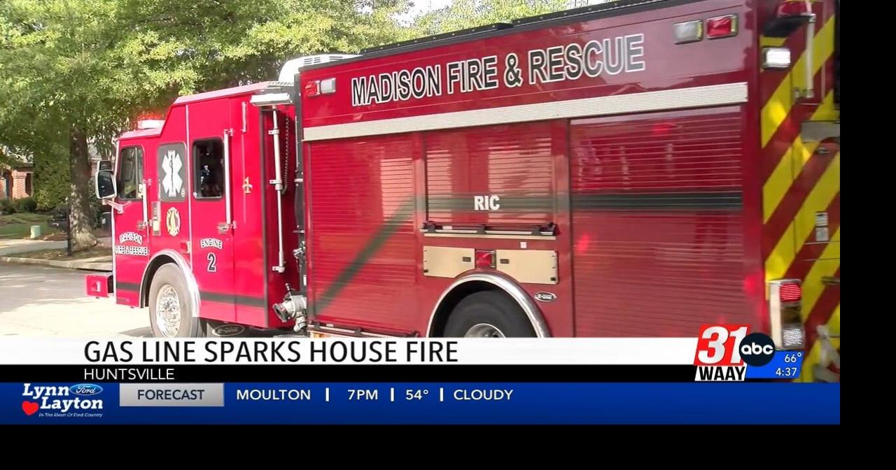 Gas line sparks fire in Huntsville | Video | waaytv.com