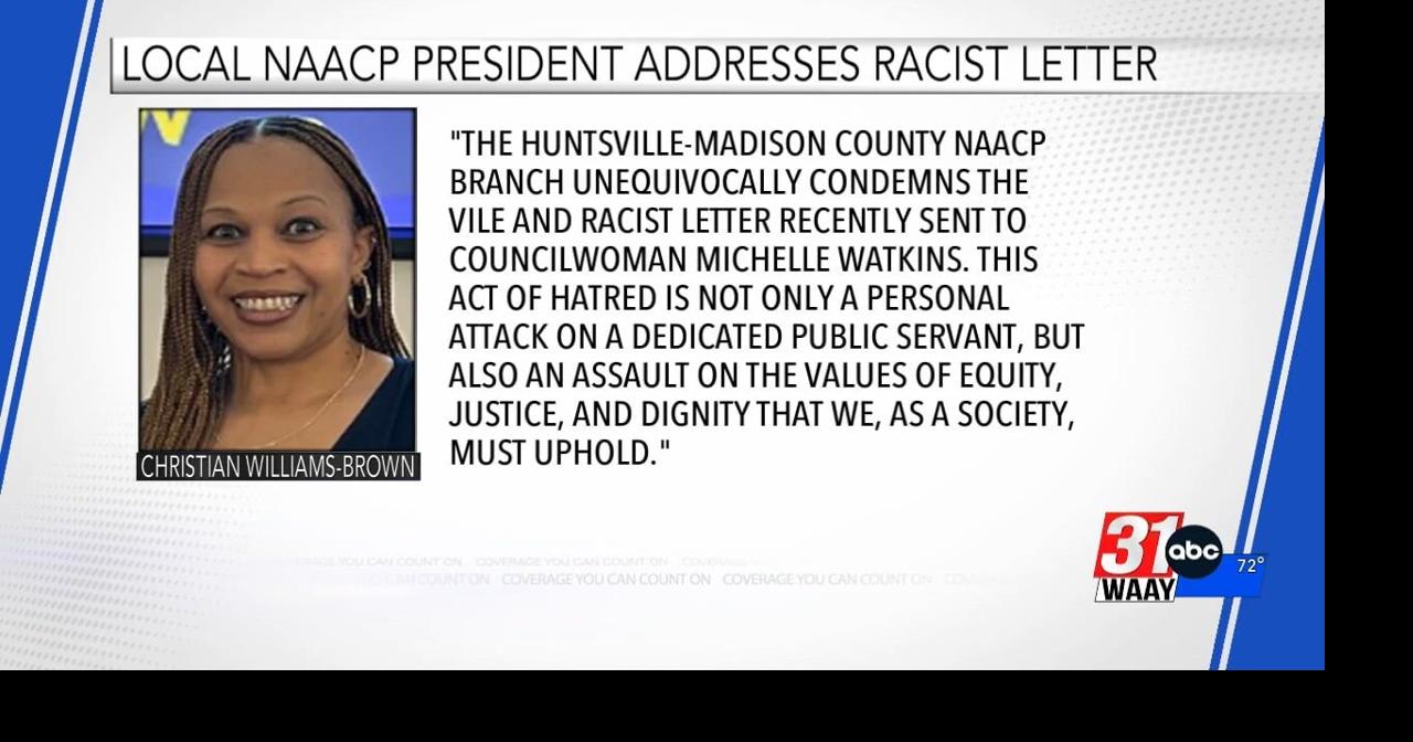 Local NAACP President addresses racist letter | Video | waaytv.com