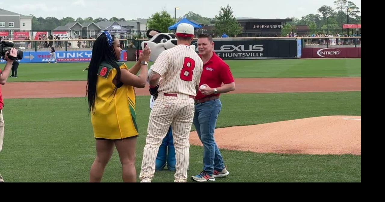 WAAY Chief Meteorologist Jeff Castle throws out the first pitch at ...