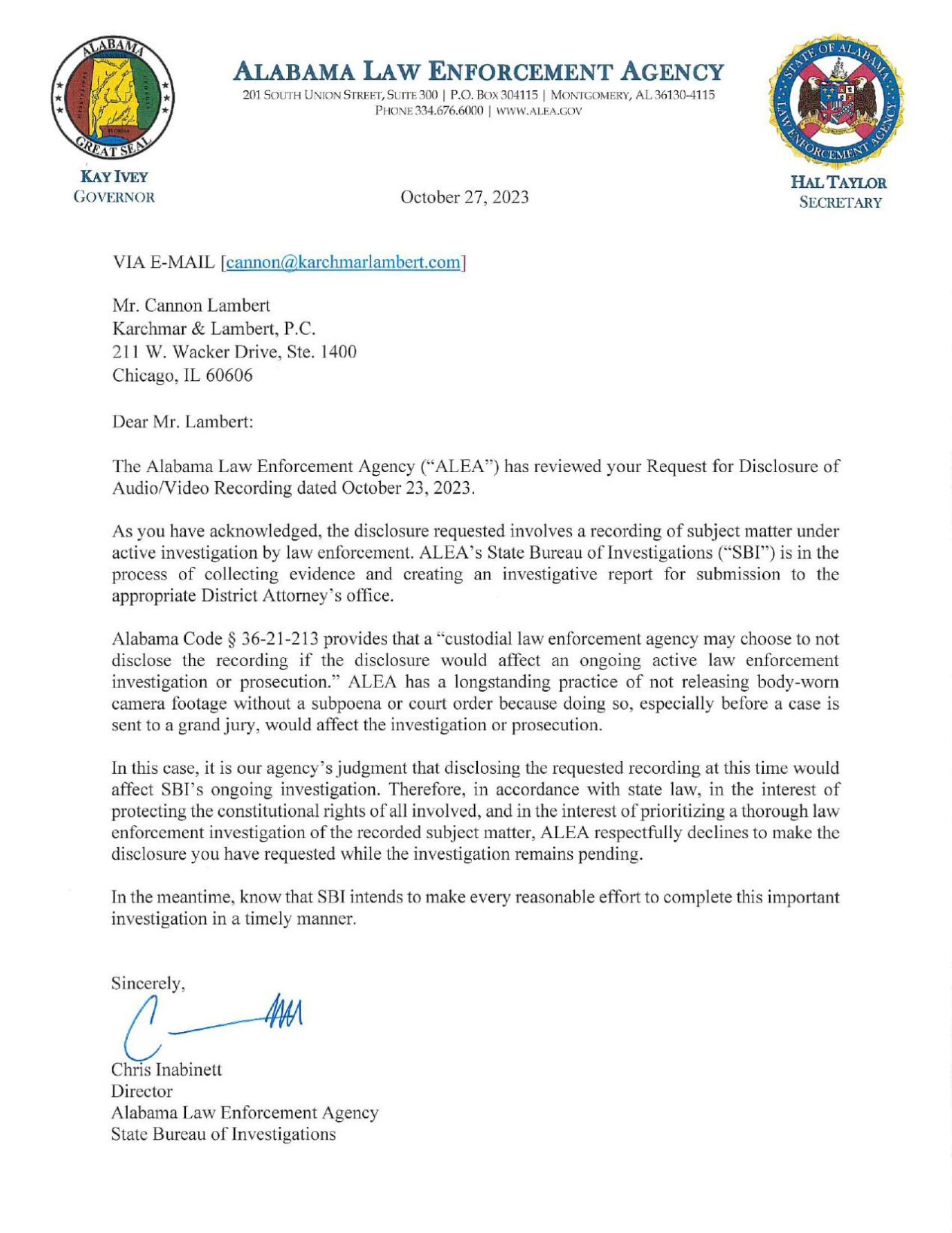 ALEA denies request to release bodycam footage in Steve Perkins’ death ...