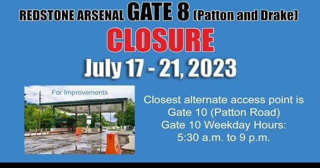 Redstone Arsenal Gate 8 in Huntsville set to close for a week to ...