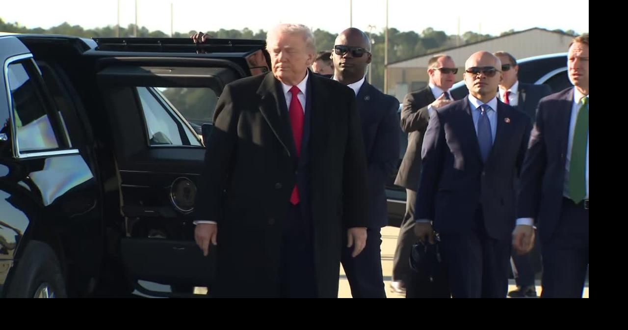 RAW: Donald Trump makes comments on tarmac before departing Fort Bragg ...