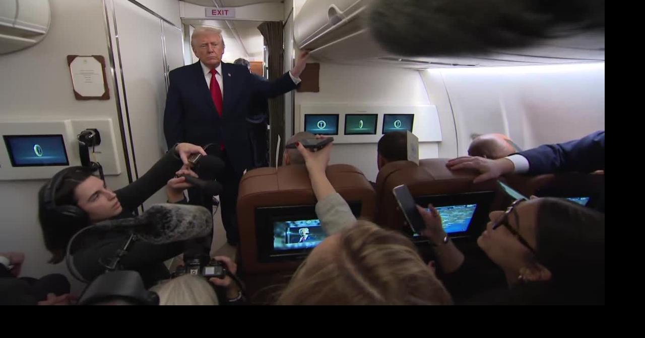 Donald Trump speaks with reporters on Air Force One before landing in Scranton | Video | waaytv.com