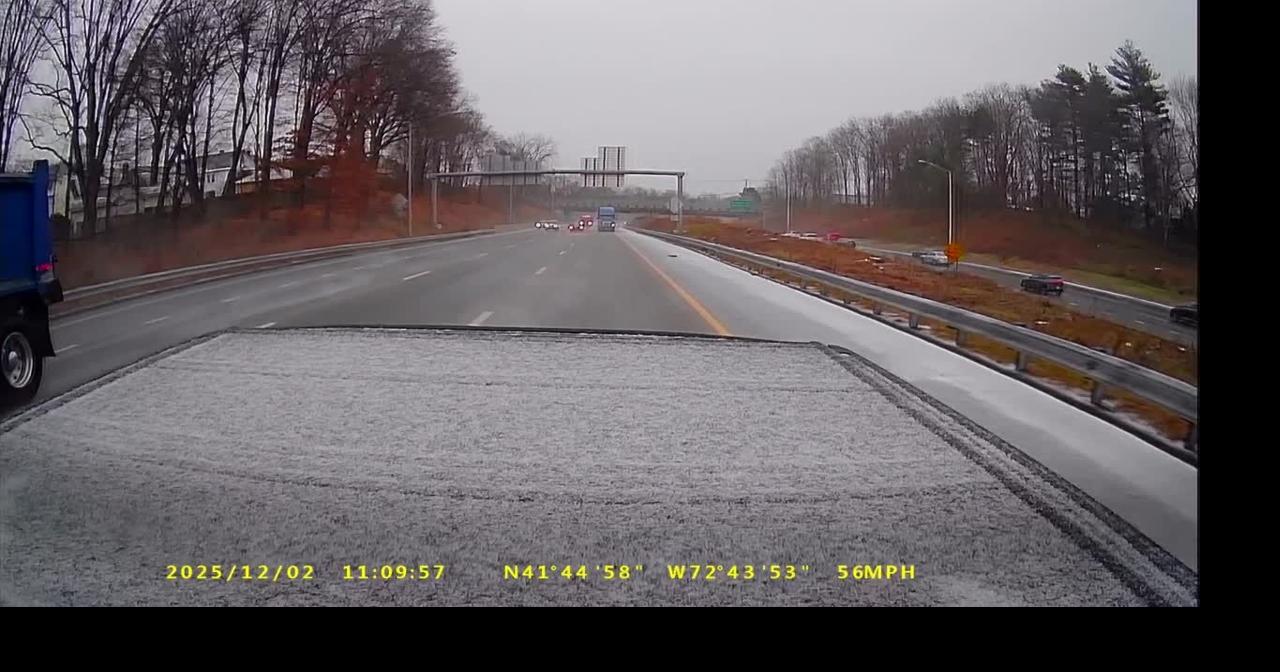 Watch a tractor-trailer ROLL OVER on icy I-84 in West Hartford ...