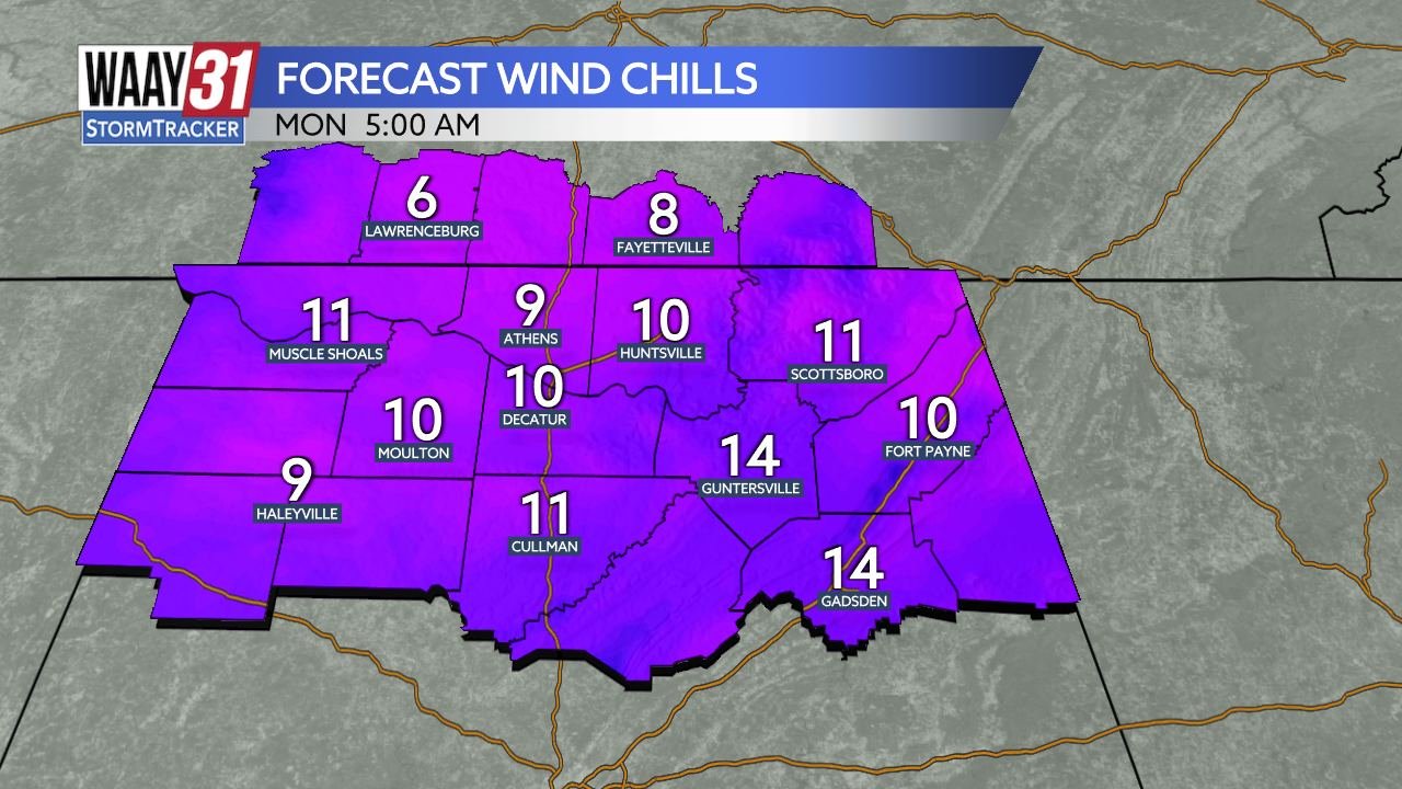 Coldest air of the season tonight into tomorrow morning | News | waaytv.com